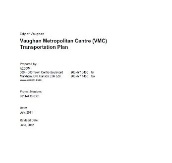 Studies and Plans - Vaughan Metropolitan Centre
